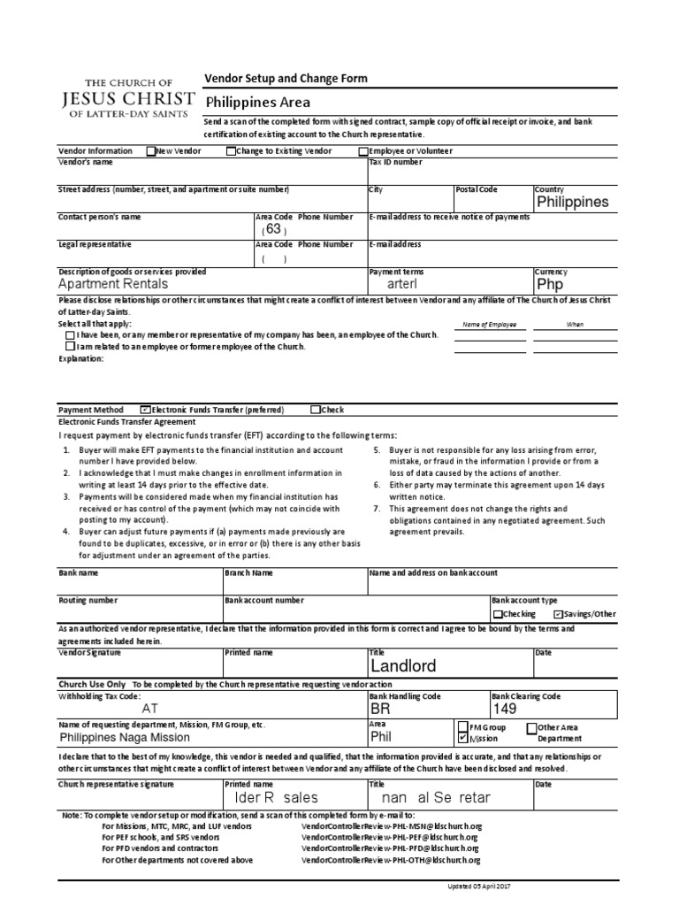 Vendor Setup Form (VSF-Fillable) | PDF | Payments | Receipt