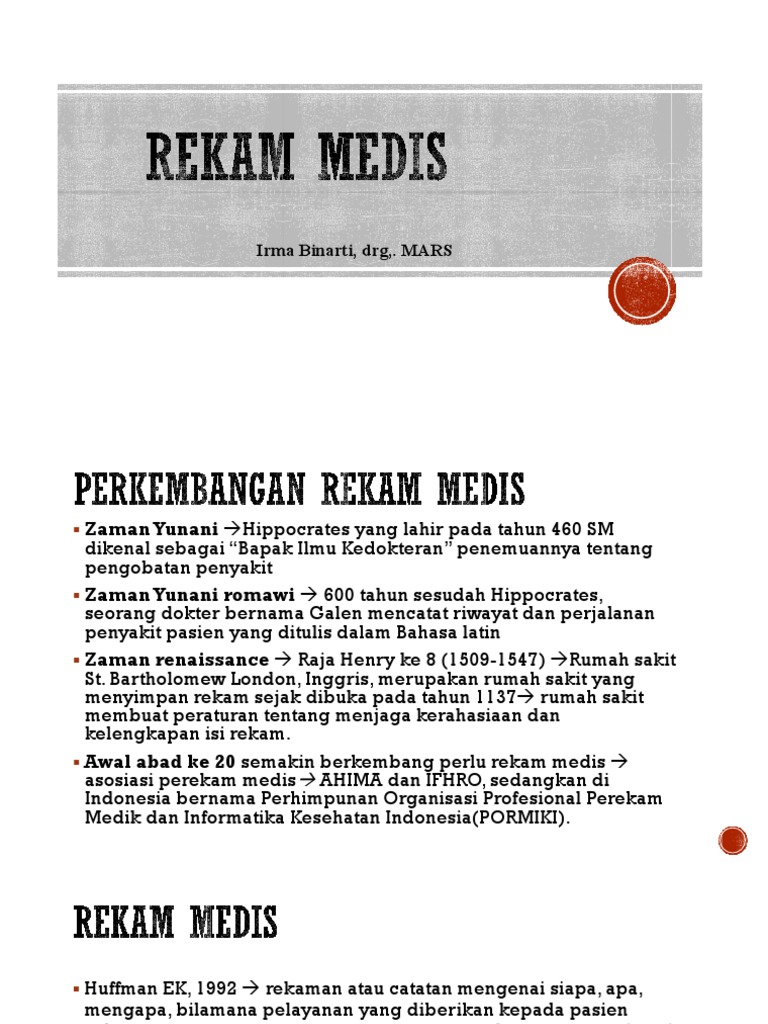 Sejarah dan Prosedur Rekam Medis Kesehatan | PDF | Sains & Matematika