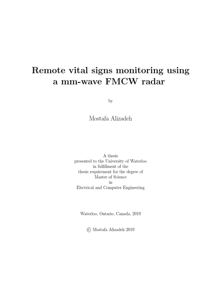 Remote Vital Signs Monitoring Using A Mm-Wave FMCW Radar | PDF | Radar ...