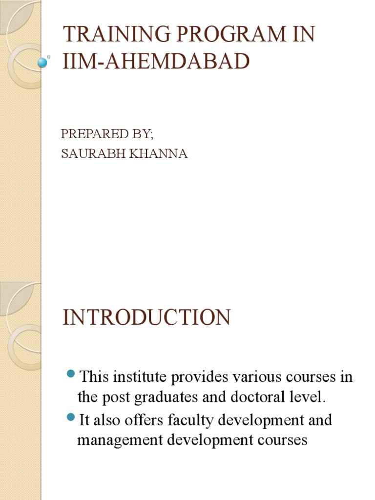 Training Program in Iim-Ahemdabad | PDF | Pedagogy | Teaching