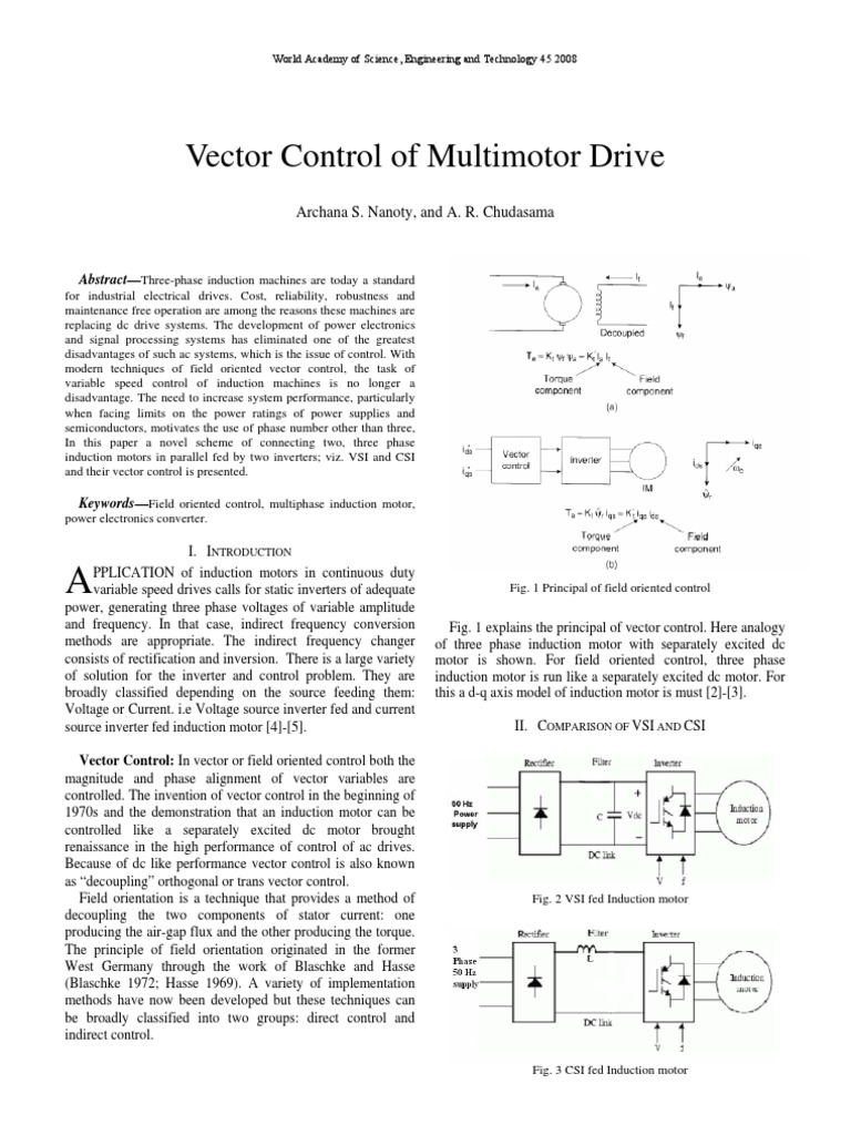 Vector Control of Multimotor Drive: Archana S. Nanoty, and A. R. Chudasama | Download Free PDF ...