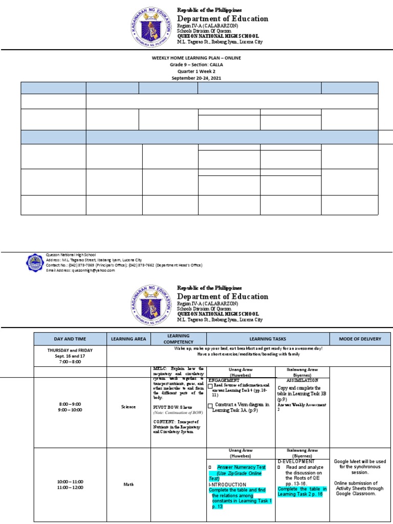 q1 Calla Compiled WHLP Week 2 | PDF | Communication | Behavior Modification