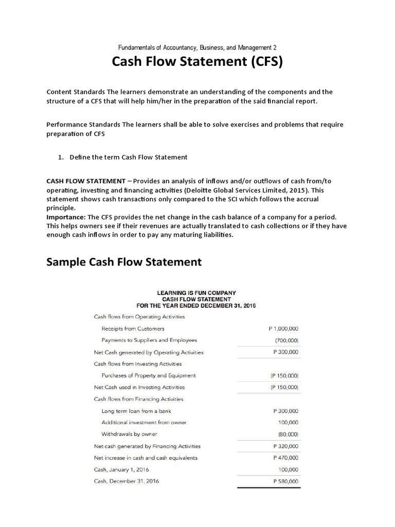 ABM 12 (Cash Flow Statement) CFS | PDF | Cash Flow Statement | Expense
