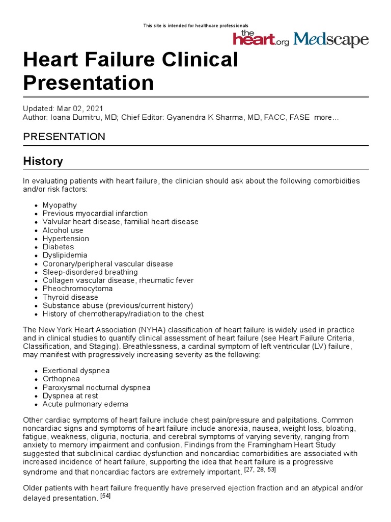 Heart Failure Clinical Presentation - History, Physical Examination ...
