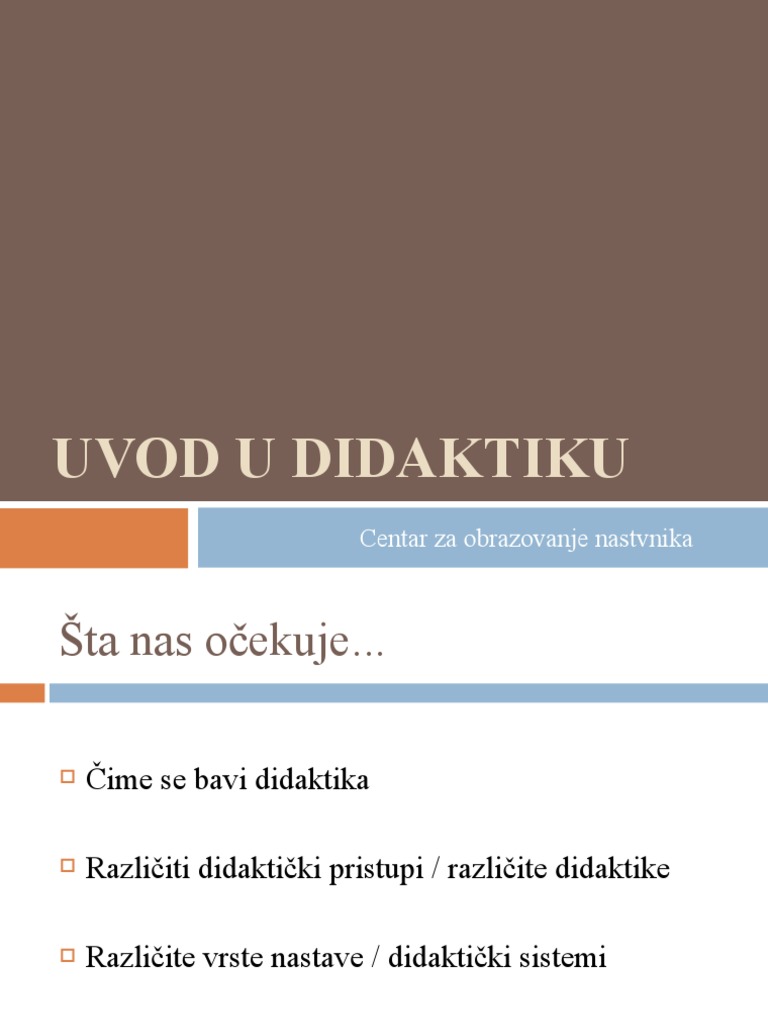 Uvod - U - Didaktiku. Vrste Nastave 2021 | PDF