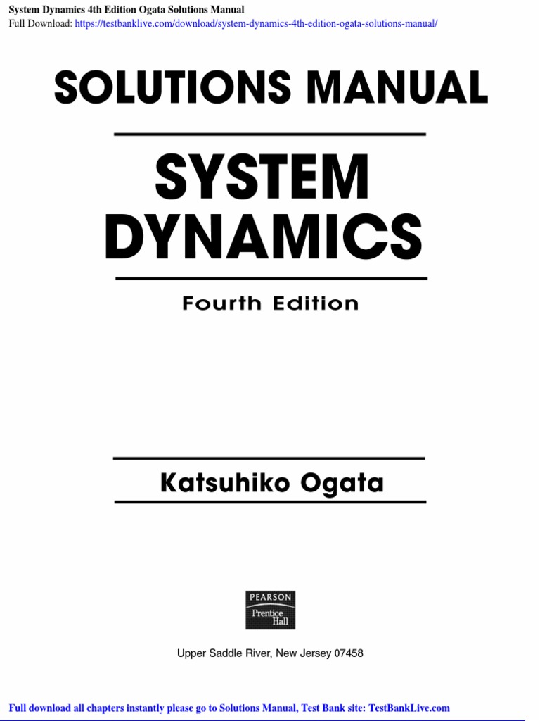 System Dynamics 4th Edition Ogata Solutions Manual | PDF