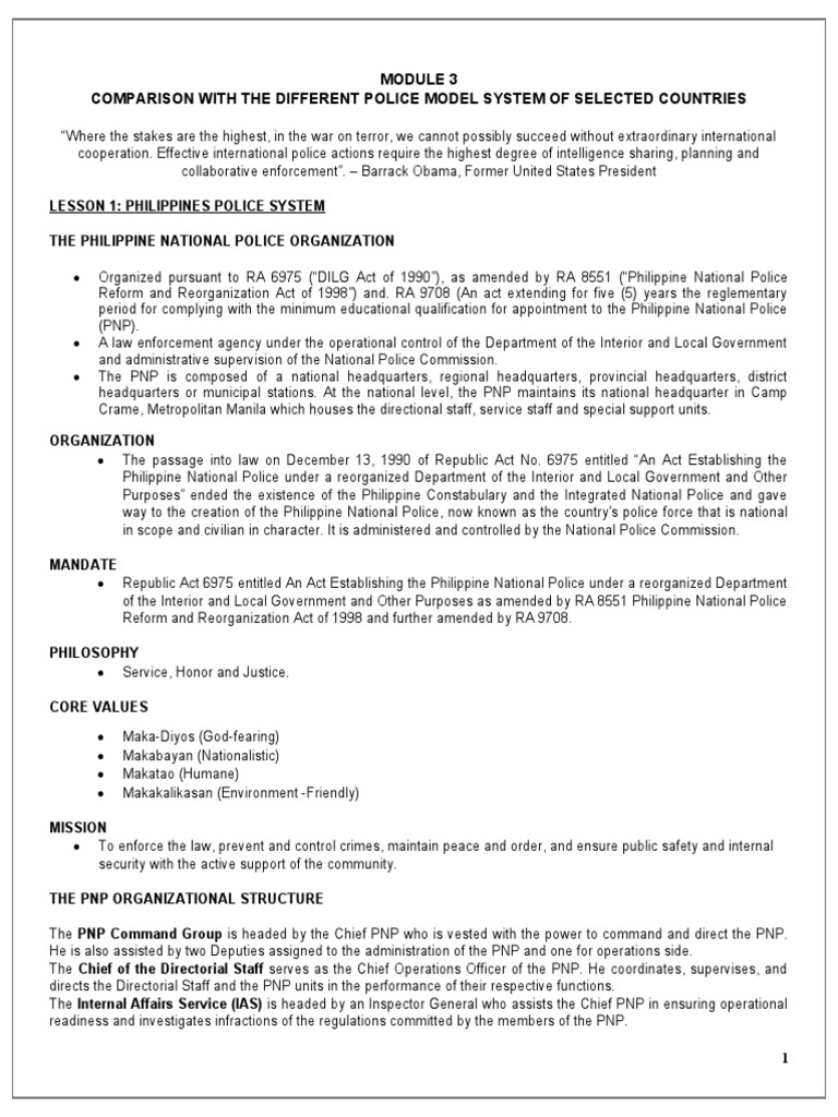 Module 3 - Comparative Models in Policing | PDF | Police | Law Enforcement
