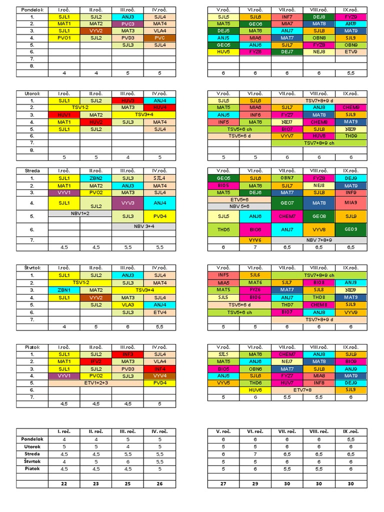Rozvrh 2021 2022 | PDF