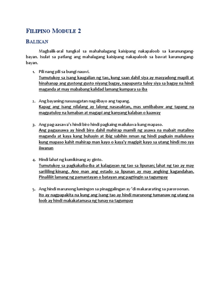 Filipino Module 2 | PDF