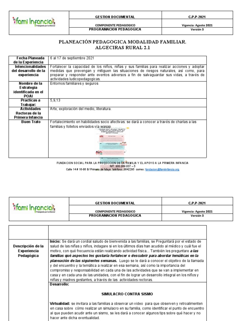 Programacion Pedagogica Septiembre Yulisa | PDF