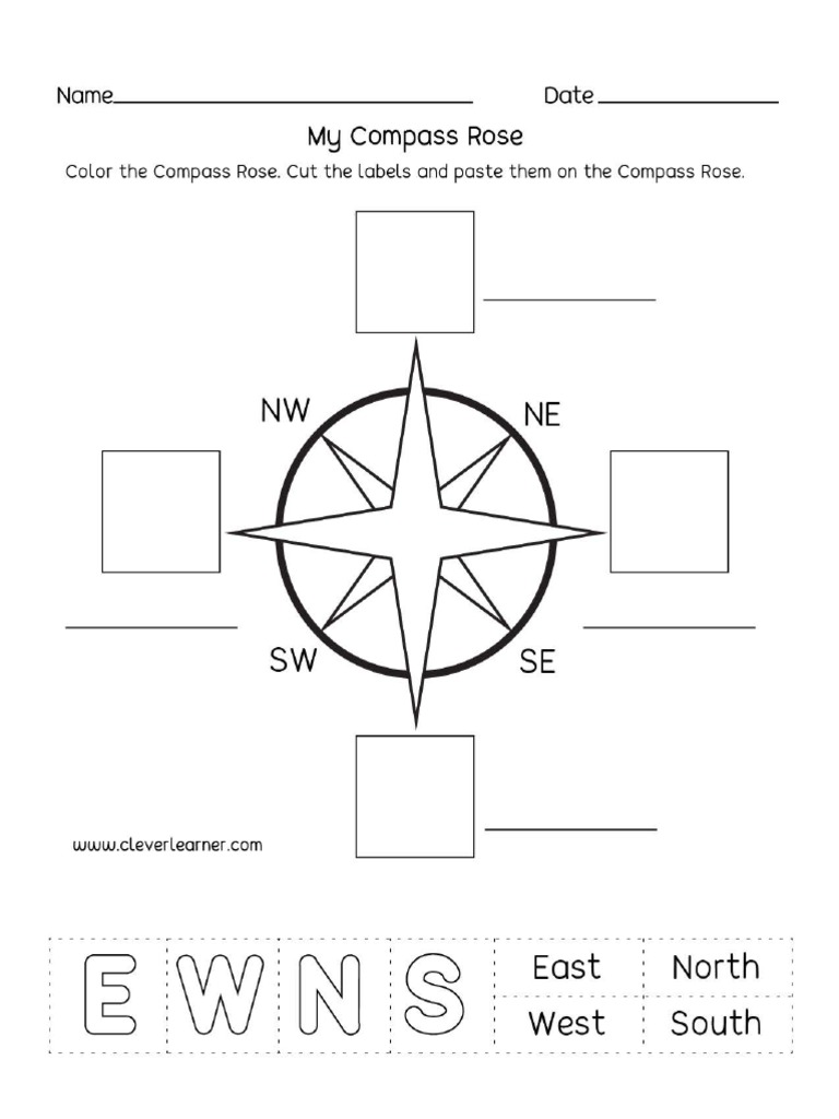 Printable - Kindergarten Map Compass Rose 3e | PDF