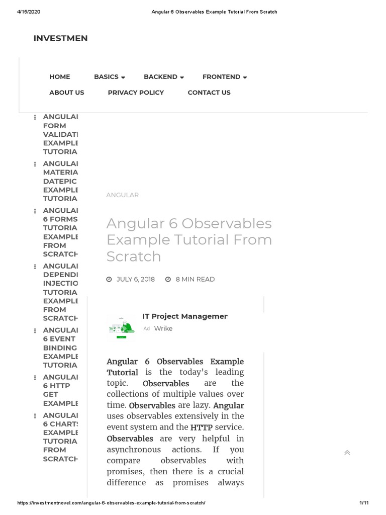 Angular 6 Observables Example Tutorial From Scratch | PDF | Computer Science | Computing