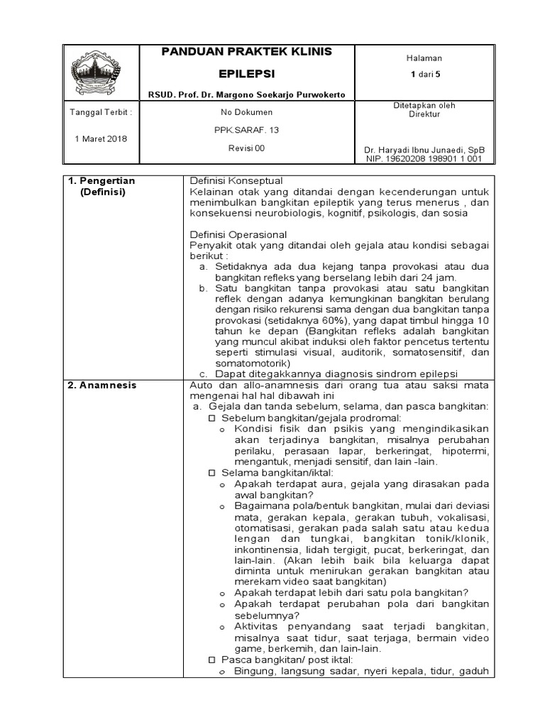 Panduan Praktik Klinis Epilepsi | PDF