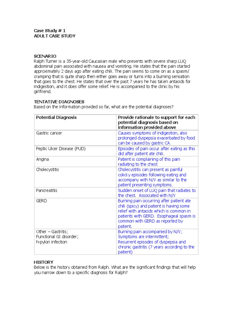 Case Study # 1 Adult Case Study | Download Free PDF | Indigestion ...