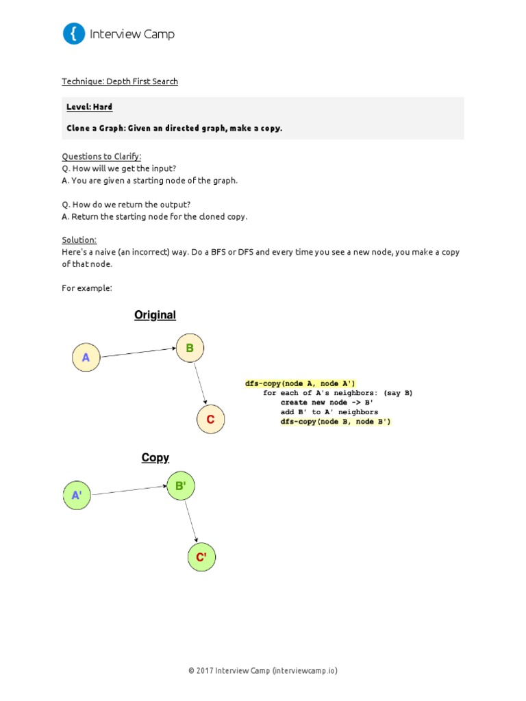 Interview Camp: Level: Hard Clone A Graph: Given An Directed Graph, Make A | PDF | Software ...