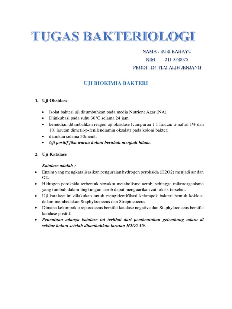 Uji Biokimia Bakteri | PDF