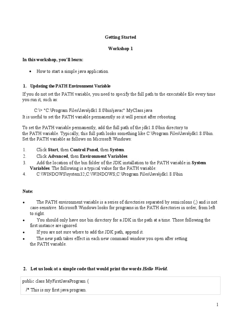 Getting Started Workshop 1 in This Workshop, You'll Learn:: 1. Updating The PATH Environment ...
