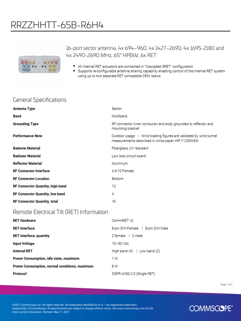 RRZZHHTT 65B R6H4 Product Specifications | PDF | Antenna (Radio ...