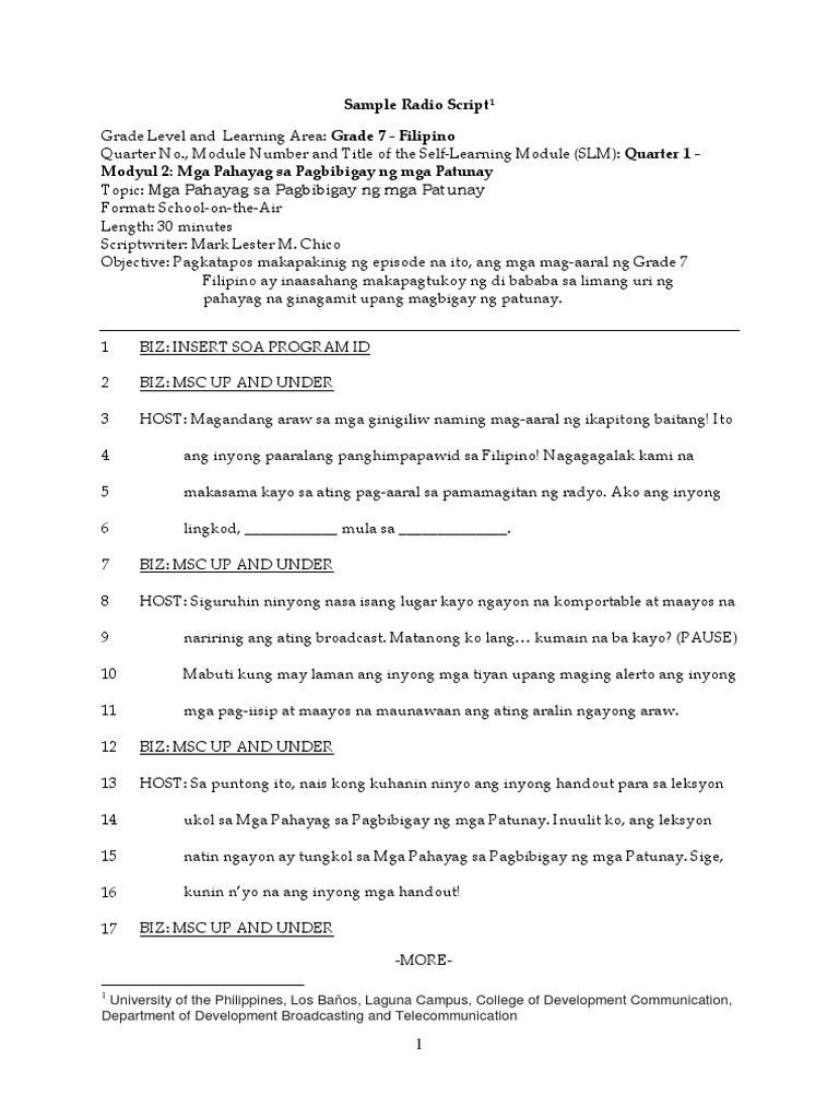 Sample Radio Script | PDF