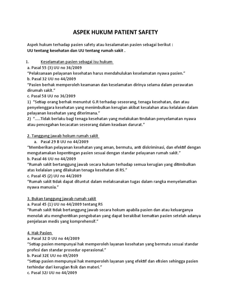 Aspek Hukum Patient Safety | PDF Aspek Hukum Patient Safety | PDF