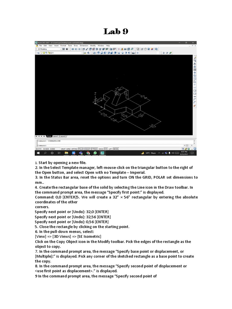 Auto Cad Lab 9 | PDF