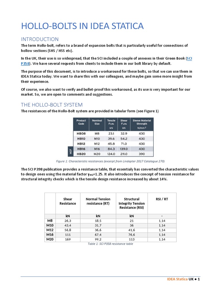 Hollo-Bolts in Idea Statica: SCI P358 | PDF | Screw | Mechanical ...