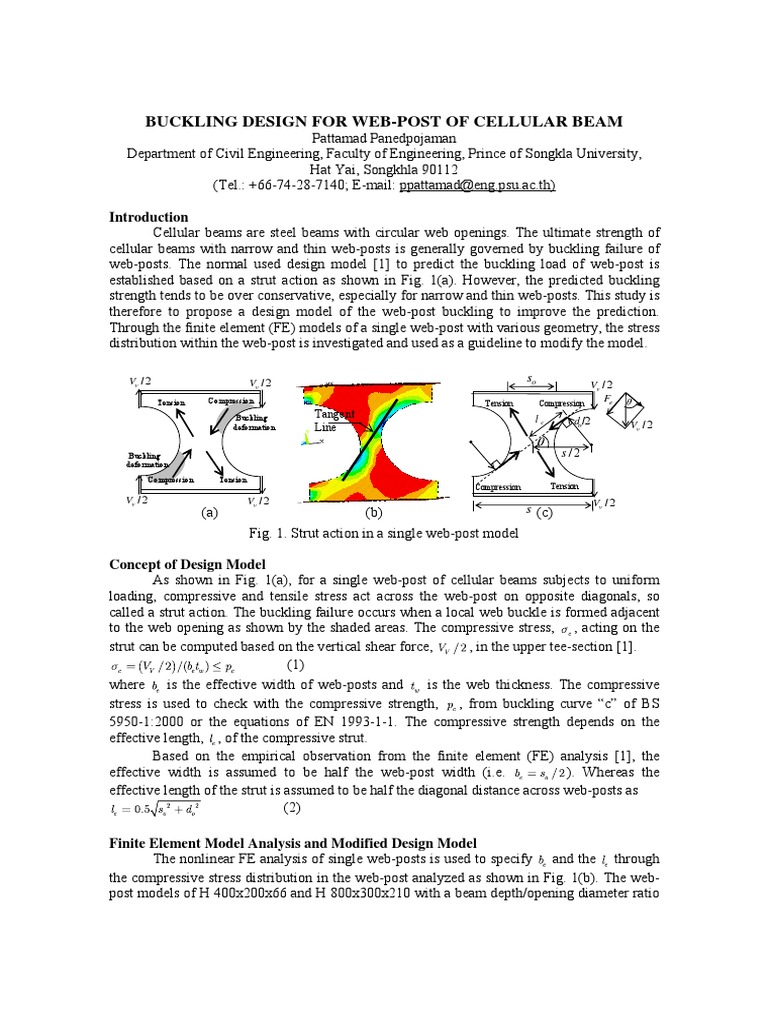 Buckling Design For Web-Post of Cellular Beam | PDF | Buckling | Stress ...