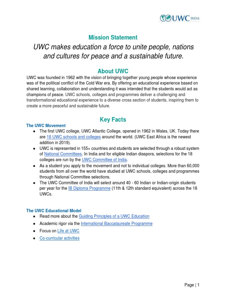UWC India Selections Entry 2022 | PDF | Motivation | Motivational