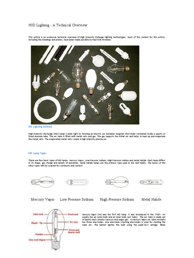 Technical Guide to HID Lighting Types | PDF | Incandescent Light Bulb ...