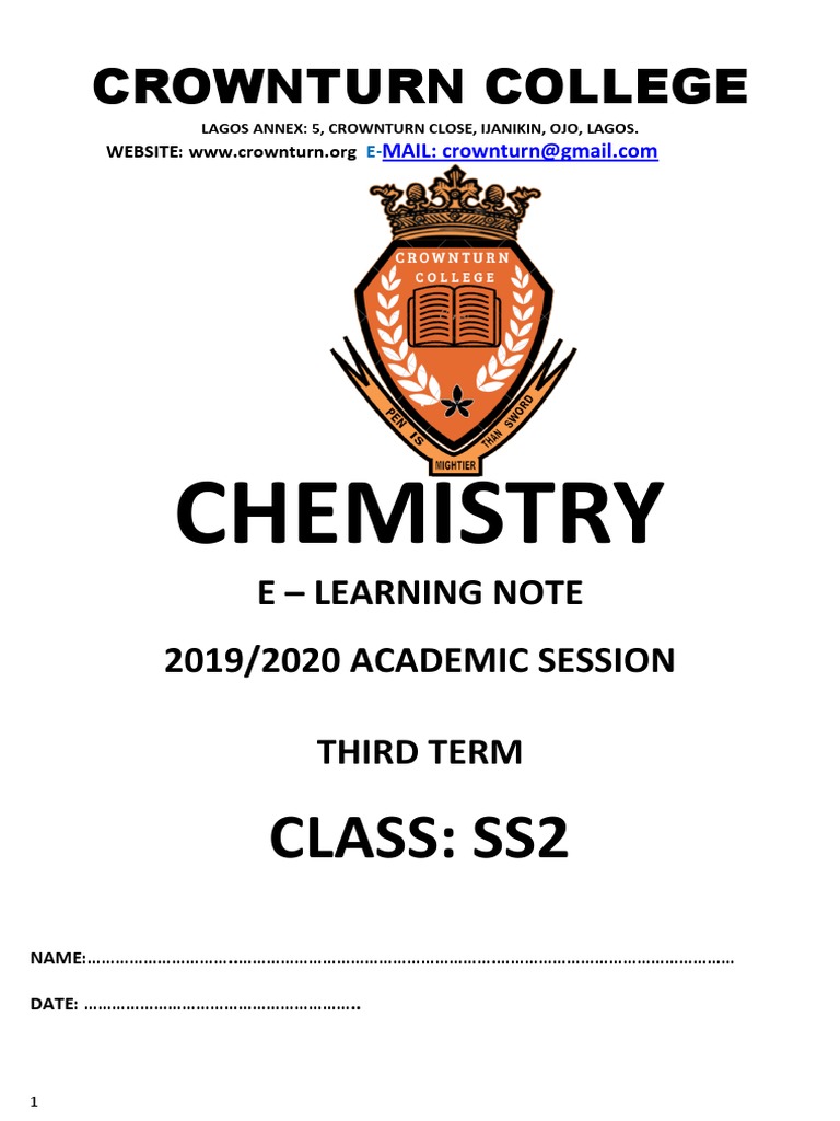 SSS 2 E-Note 3rd Term Chemistry | PDF | Solubility | Mole (Unit)