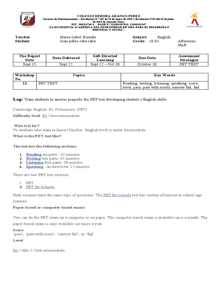 PET Test Preparation Guide | PDF | Test (Assessment) | Cognition