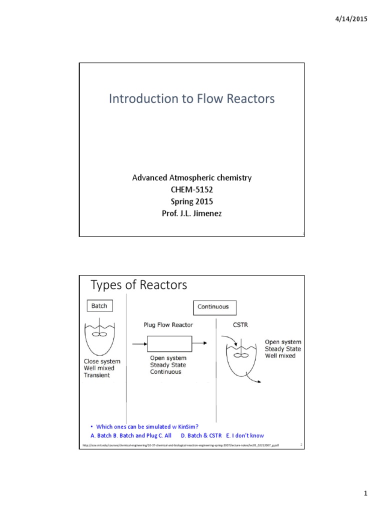 Introduction To Flow Reactors | PDF | Chemical Reactor | Chemistry