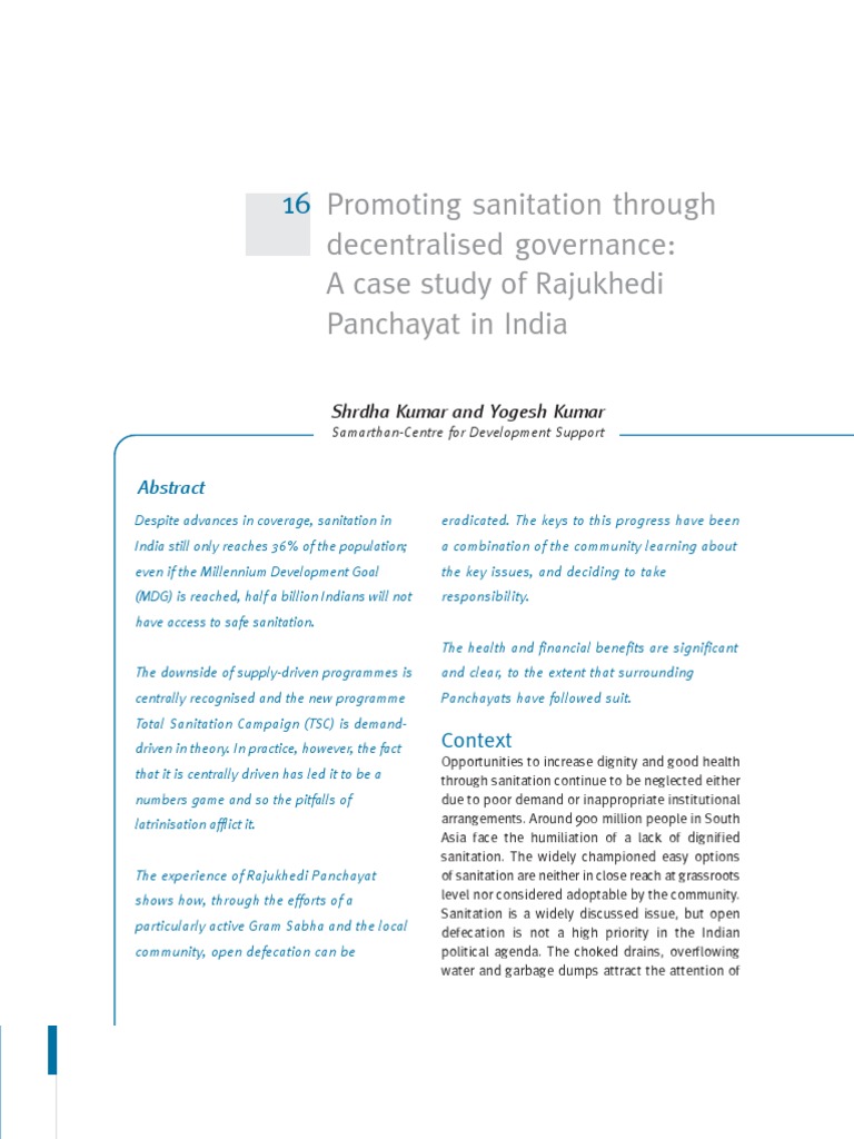 ch16 Promoting Sanitation Through Decentralised Governance A Case Study of Rajukhedi Panchayat ...