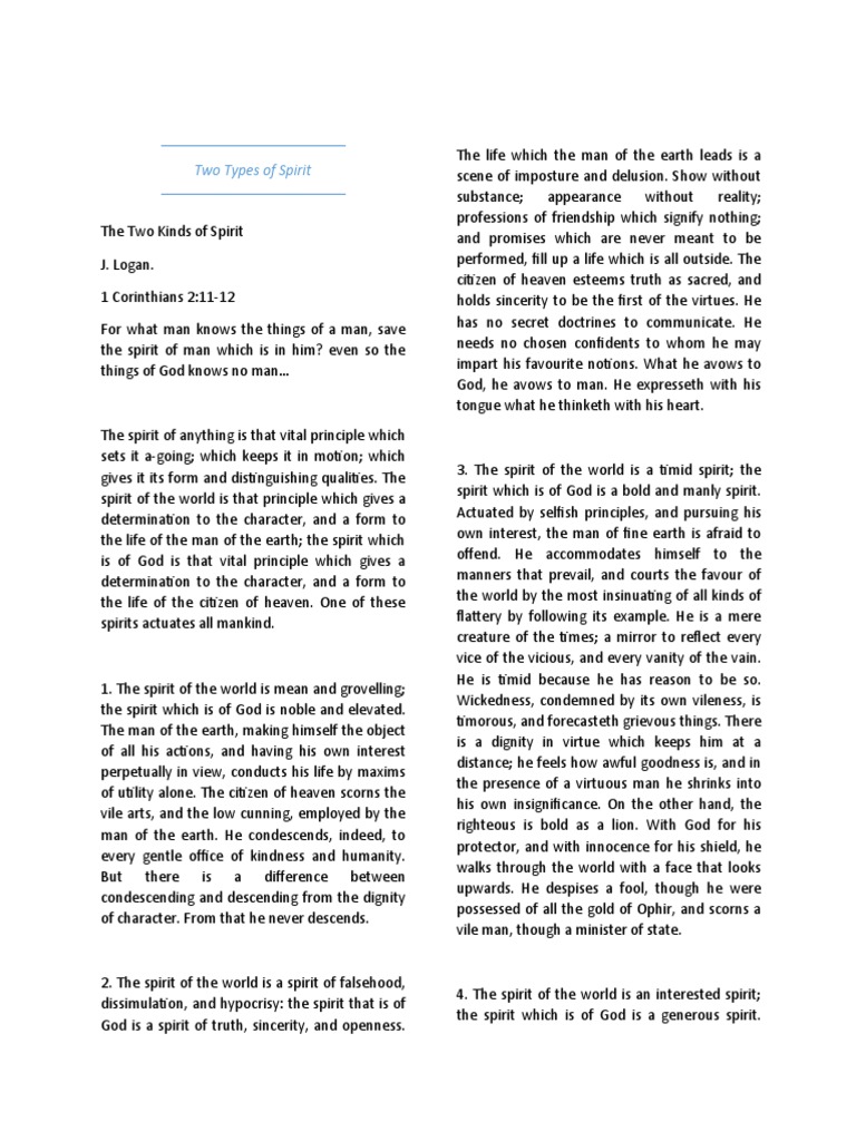 Two Types of Spirit | PDF | Soul | Book Of Revelation