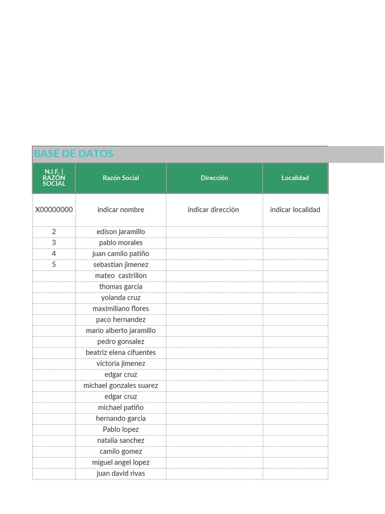 Plantilla Excel Base de Datos Gratis | PDF