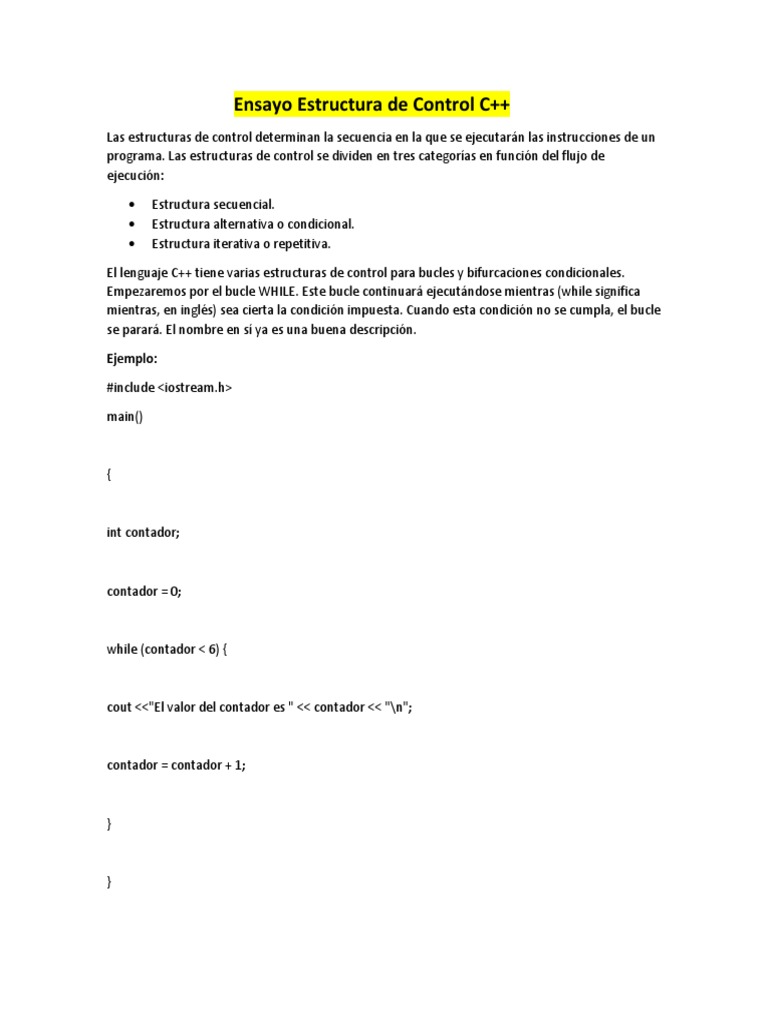 Estructuras de Control en C++ | PDF | Flujo de control | C