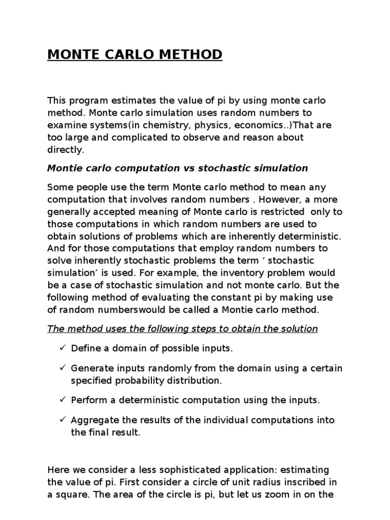 Monte Carlo Method | PDF | Monte Carlo Method | Randomness