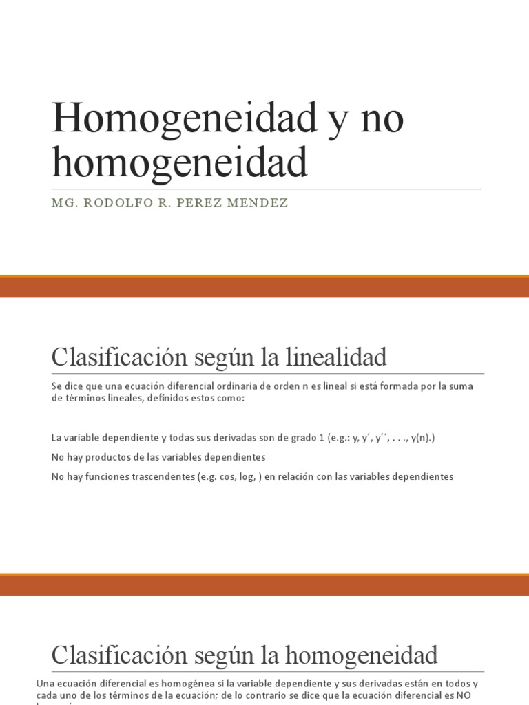 Homogeneidad y No Homogeneidad | PDF | Artes del Lenguaje y ...