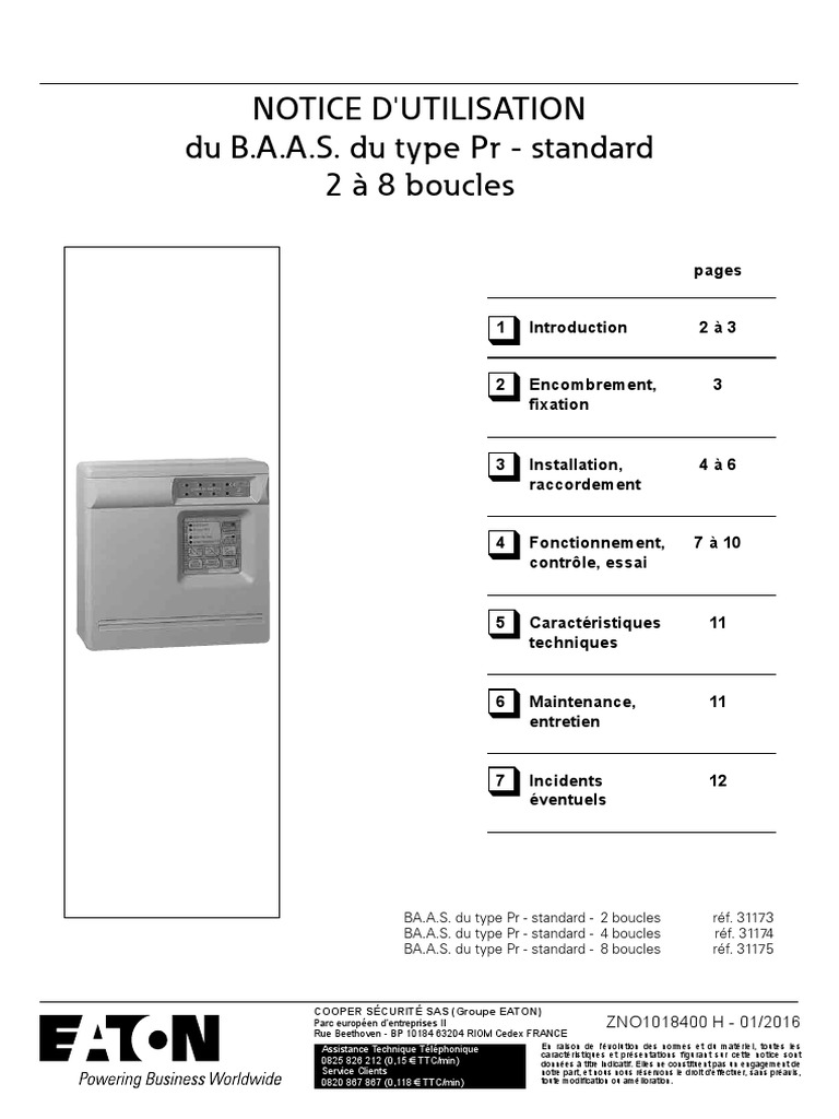 Notice B.A.A.S. Type Pr - Standard | PDF | Connectique | Compatibilité ...