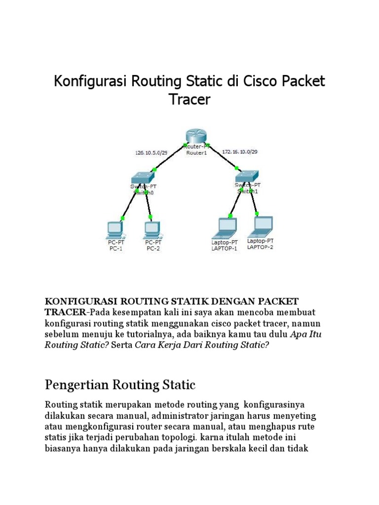 Konfigurasi Routing Statis di Cisco Packet Tracer | PDF