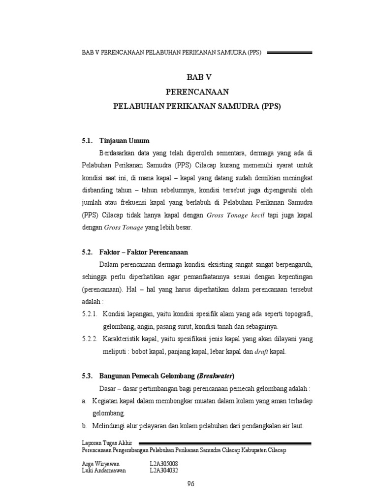 Bab V Perencanaan Pelabuhan Perikanan Samudra (PPS) : 5.1. Tinjauan Umum | PDF | Sains & Matematika