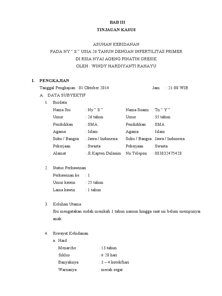 Asuhan Kebidanan Infertilitas Primer | PDF | Pengembangan Diri