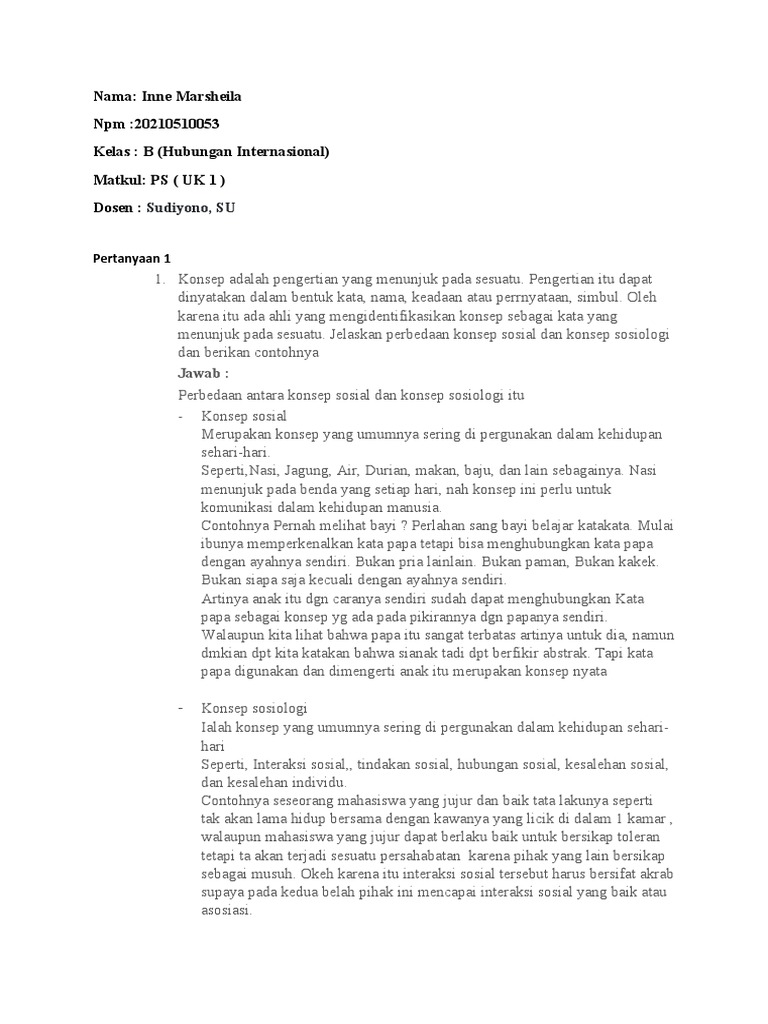 Inne Marsheila - 20210510053 - HI (B) Uk 1 Ps | PDF