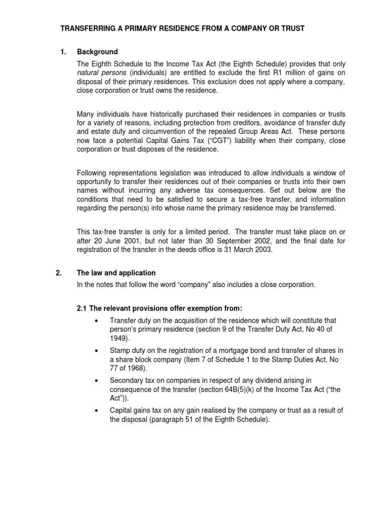 Primary Residence Amnesty | PDF | Trust Law | Tax Exemption