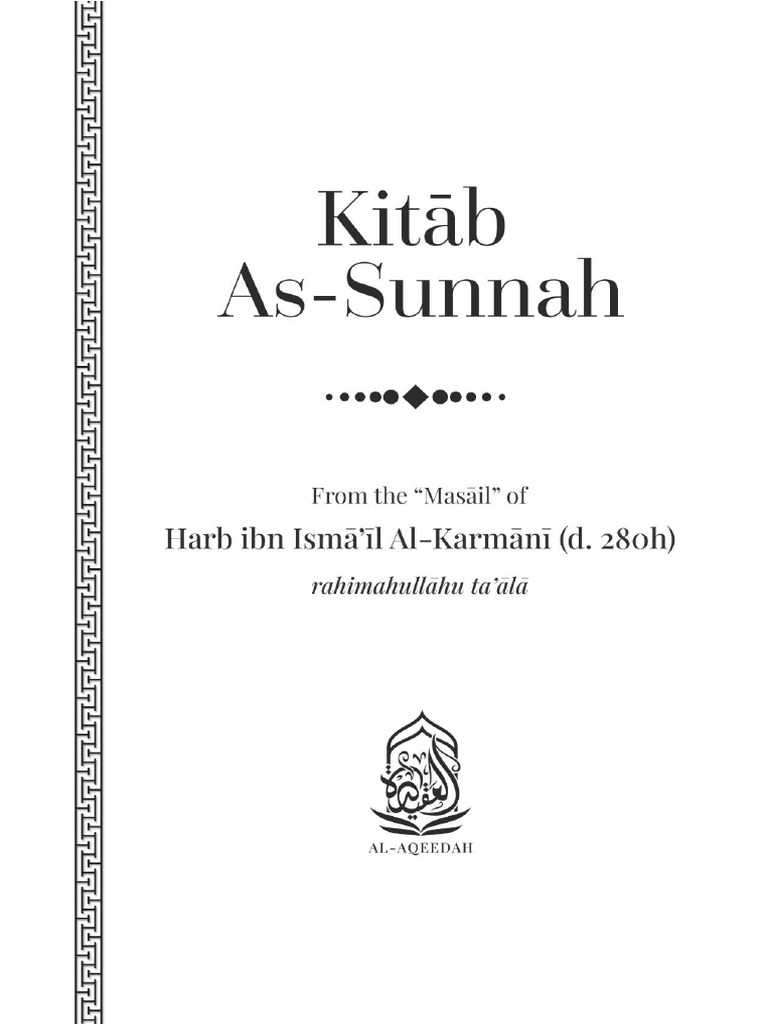 Kitab As Sunnah by Harb Al Karmani Ebook | PDF | Hadith | Muhammad