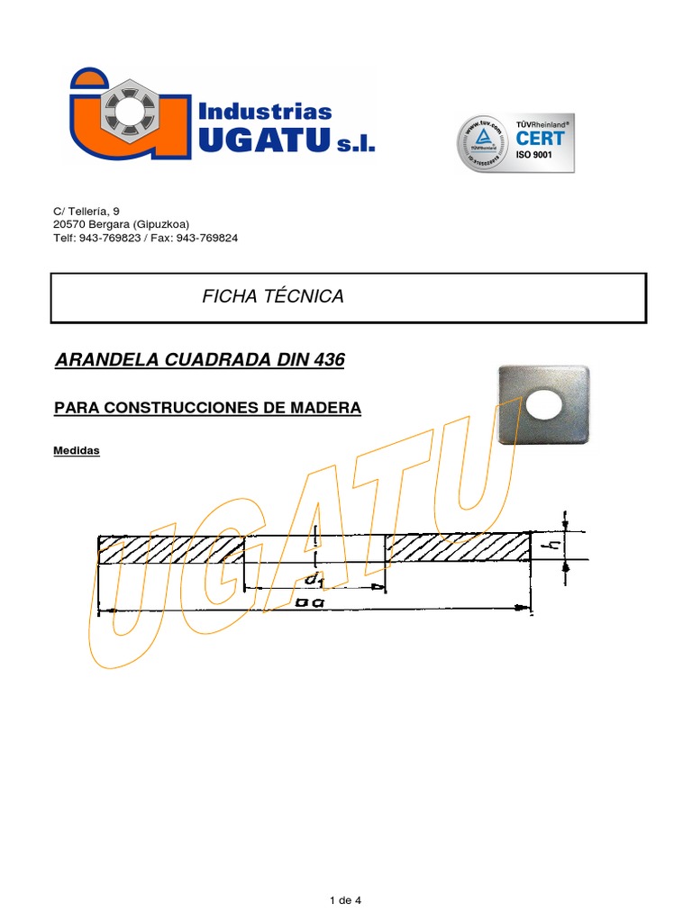 Arandela Din 436 Cuadrada | PDF