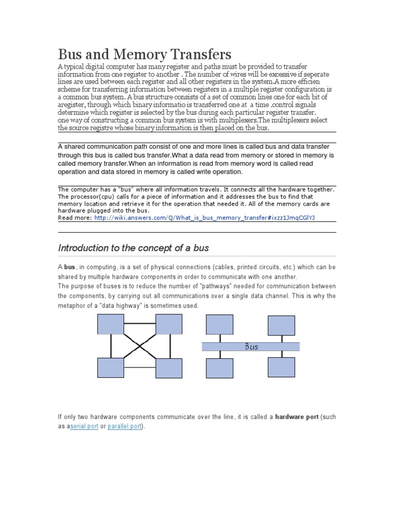 Bus and Memory Transfers | PDF | Random Access Memory | Central ...