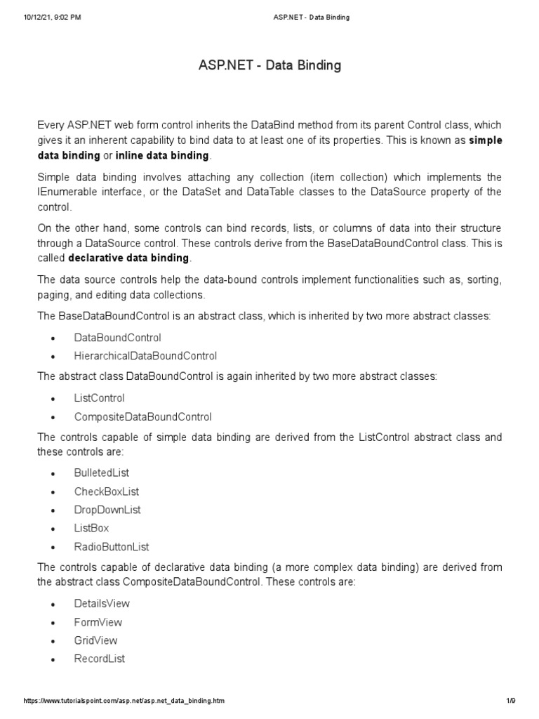 Data Binding Pdf Class Computer Programming Databases