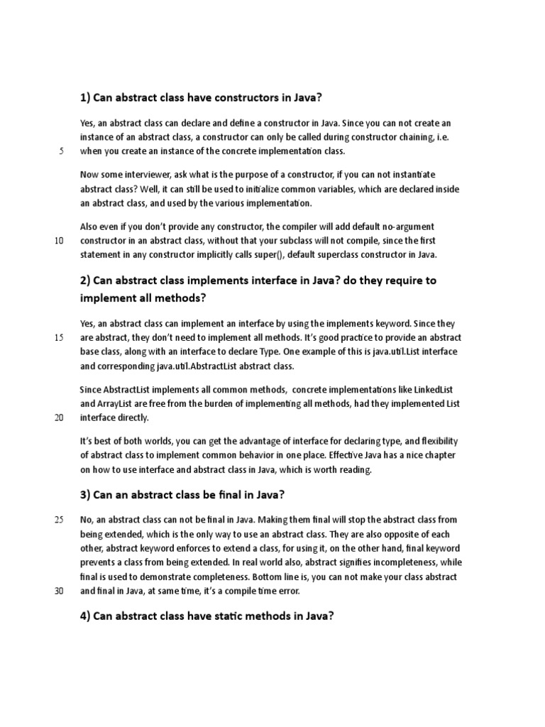 1 Can Abstract Class Have Constructors In Java Pdf Class Computer Programming Method