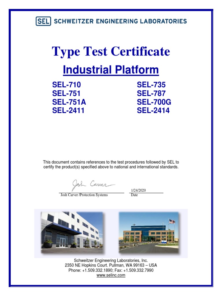 SEL-2411 Type Test Certificate | PDF | Electromagnetic Compatibility ...